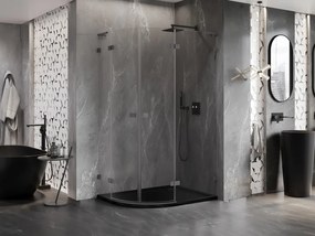 Mexen Lunar, L pravý půlkruhový sprchový kout 100 x 70 cm, 8mm čiré sklo, grafitový profil, 833L-100P-070L-95-00