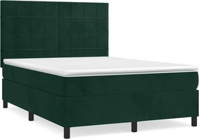 Box spring postel s matrací tmavě zelená 140x200 cm samet 3143028