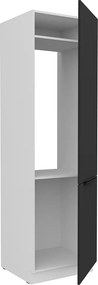 ARIA bc | vysoká skříňka 60 LO-210 2F na vestavnou lednici | 60 cm | ANTI FINGERPRINT povrch | bílá/černá
