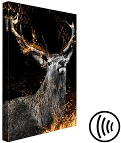 Obraz Zlatý jelen (1-dílný) svislý - fantaskní jelen na tmavém pozadí
