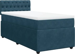 Box spring postel s matrací modrá 80 x 200 cm samet 3287600