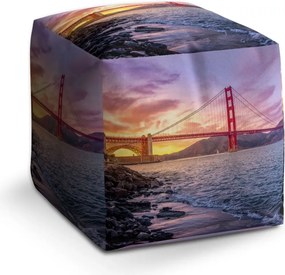 Sablio Taburet Cube Golden Gate 5 - 50x50x50 cm