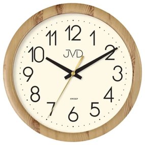 JVD Nástěnné tiché netikající hodiny JVD H608.2 v imitaci dřeva