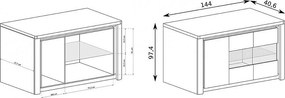 Casarredo - Komfort nábytek Komoda s vitrínou široká LABRO s LED osvětlením, dub ribbeck/bílá lesk