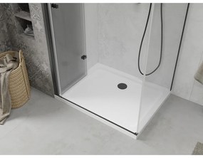 Mexen Lima skládací sprchový kout 90 x 80 cm, Průhledné, Černá + sprchová vanička Flat, Bílá - 856-090-080-70-00-4010B