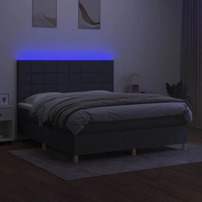 Box spring postel s matrací a LED tmavě šedá 180x200 cm textil 3135454