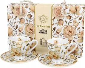 Sada 2 šálků Espresso English Roses White 90 ml s ozdobnou krabičkou