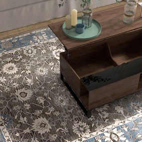 HOMCOM konferenční stolek odkládací stolek se zvedací funkcí 102x58x35,5cm moderní rozkládací stolek s úložným prostorem z oceli v barvě ořech černá |