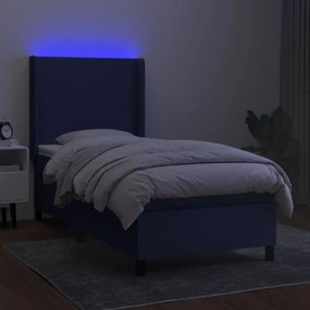 Box spring postel s matrací a LED modrá 90x190 cm textil 3138123