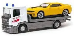 Welly Scania P320 (white) a Chevrolet Camaro (yellow) 1:57/43