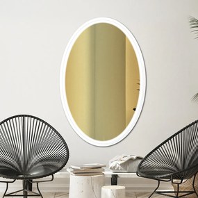 Zrcadlo Nordic Oval White LED - gold glass Rozměr: 65 X 100 cm