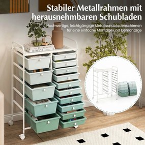 Costway Pojízdný vozík s 15 stohovatelnými zásuvkami pojezdový vozík