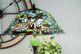 Stolní lampa Tiffany s tyrkysovým stínidlem Waterlily - Ø 47*60 cm