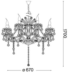 Ideal Lux - Křišťálový lustr na řetězu NAPOLEON 8xE14/40W/230V pr. 67 cm zlatá