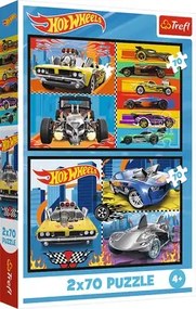 TREFL Puzzle Hot Wheels: Autíčka / 2x70 dílků / 27,5 x 18 cm / od 4 le