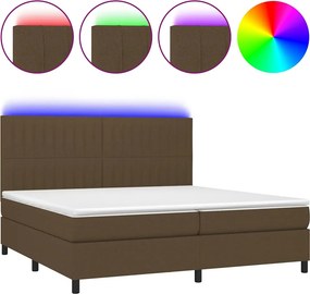 Box spring postel s matrací a LED tmavě hnědá 200x200 cm textil 3135064