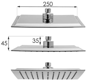 Sprchová souprava KABE s výtokem do vany - chromová - hlavice 25x25 cm
