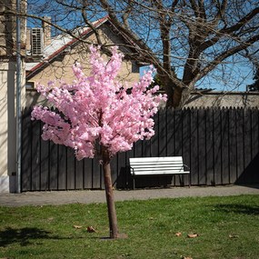 3D umělý strom Sakura 200 × 150 cm, růžová dekorace, IP44 venkovní, kov a plast
