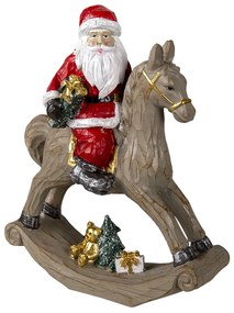 Dekorace Santa na houpacím koni s medvídkem - 25*11*30 cm
