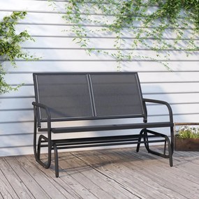 Zahradní lavice glider černá 120,5x76x86,5 cm textilen a ocel