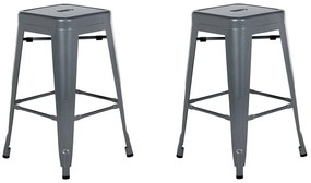 Sada 2 ocelových barových stoliček 60 cm šedé CABRILLO Beliani
