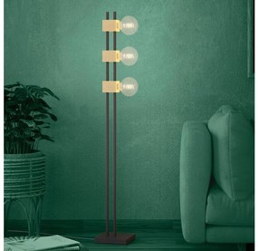 Eglo 390194 - Stojací lampa LEVANTARA 3xE27/40W/230V černá/hnědá 390194