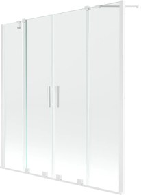 Mexen Velar Duo, 2-křídlová posuvná vanová zástěna 160 x 150 cm, 8mm čiré sklo, bílý profil, 896-160-000-02-20