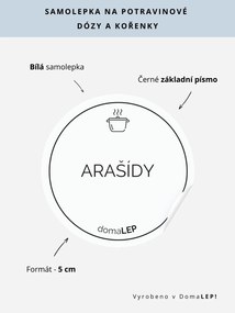 ARAŠÍDY – bílá samolepka na dózu, základní písmo, 5 cm | DomaLEP