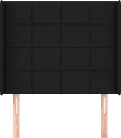 Čelo postele typu ušák černé 83x16x118/128 cm textil 3119556