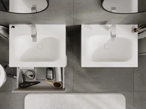 Mexen Rivel, koupelnová skříňka 60 cm s umyvadlem Vela, 2 zásuvky, drážkovaná, šedá matná/bílá, 91A20-06047-2-BFF62-W23M01