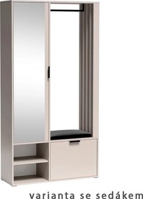 Předsíňová stěna MILON | 100 cm | se zrcadlem a sedákem | UNI provedení | kašmír