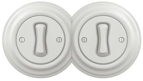Kliklap - Dvojitý retro jednopólový vypínač s rámečkem č. 1 bílá 2xKA0008+2xKA0001