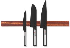 Wook | dřevěná magnetická lišta na nože - mahagon montáž: montáž na zeď, velikost: 25 x 4 x 2 cm (4 nože)