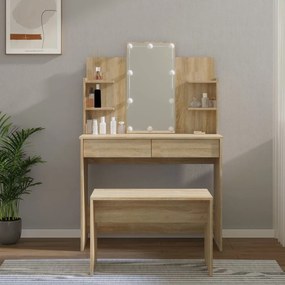 vidaXL Set toaletního stolku s LED kompozitní dřevo [3114127] Barva: Černá