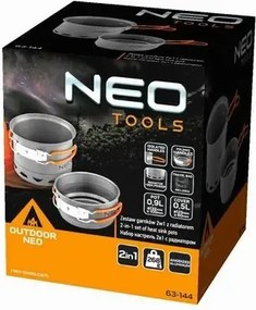 NEO TOOLS 63-144 šedá / Sada hrnců 2v1 / hliník / hrnec / pánev