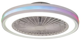Mantra Gamer, ventilátor se svítidlem LED 40W RGBW, dálkový ovladač, bílá, průměr 46,6cm