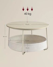 Kulatý konferenční stolek Vasagle Moris 75 cm krémový/béžový