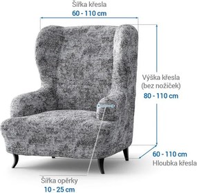 Bielastické potahy MARMO šedé křeslo ušák (š. 60 - 110 cm)