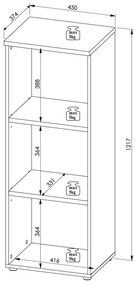 Kancelářský regál Brego 14 45 cm grafit/dub Artisan II