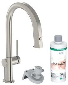 Hansgrohe Aqittura M91 - Dřezová baterie s výsuvnou koncovkou a filtrací, sBox, vzhled nerezu 76800800