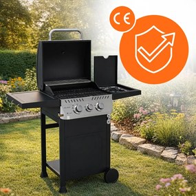 BPS-koupelny Plynový BBQ gril s boční plotýnkou, poličkou a krycí plachtou - , 2+1 hořák