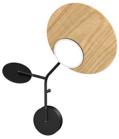 Nástěnná lampa Ballon 3 pravostranná, více variant - TUNTO Model: černý rám a krycí část, panel ořechová překližka
