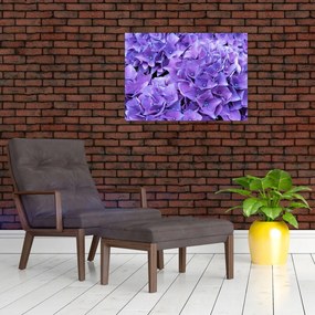 Skleněný obraz fialových květin (70x50 cm)