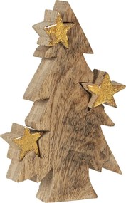 Dřevěná dekorace Vánoční strom s hvězdami - 10*3*16 cm