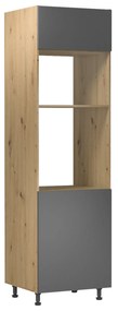 Vysoká skříňka na troubu a mikrovlnou troubu , dub artisan / šedý mat, LANGEN D60PM