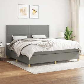 Box spring postel s matrací tmavě šedá 200x200 cm textil 3142282