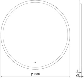 Mexen Oro, kulaté LED podsvícené koupelnové zrcadlo 100 cm, 6000K, topná podložka proti zamlžování, 9824-100-100-611-00