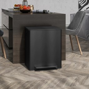 Odpadkový koš HOMCOM 2x25L pedálový nerezový koš s víkem a nožním pedálem, koš na kosmetiku s vnitřním košem do obývacího pokoje a kanceláře, 47,7x37…