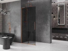 Mexen Velar L, posuvná sprchová zástěna Walk-in 100 x 200 cm, 8mm šedé sklo, měděná matná, 871-100-003-43-65