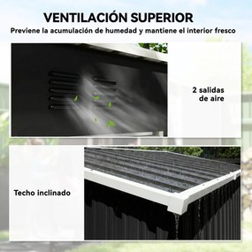 Outsunny venkovní pozinkovaný zahradní domek 1,37 m², 163 x 90 x 179 cm (šířka x hloubka x výška) – uzamykatelné dveře, větrací otvory, úložný prosto…